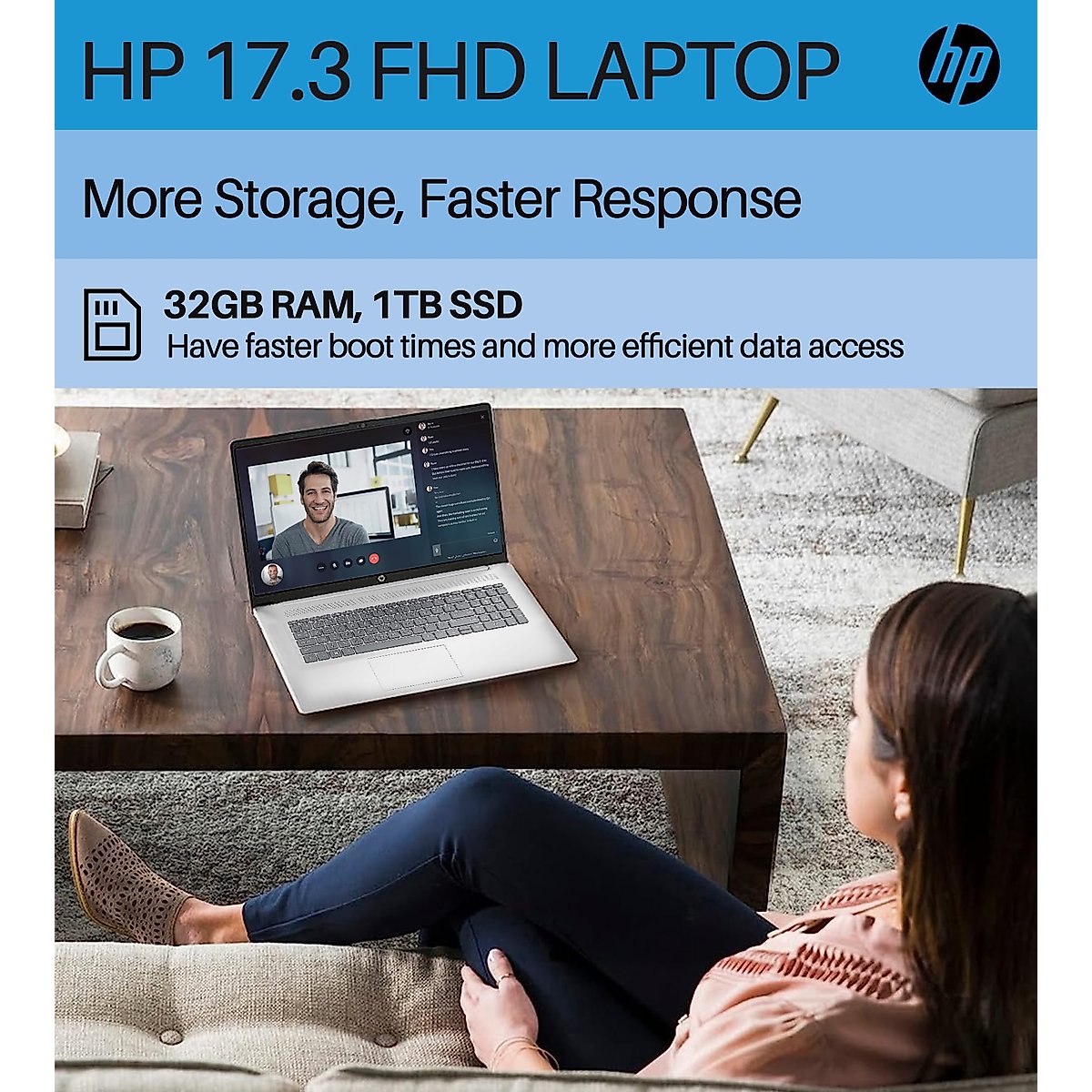 HP 17.3 Inch FHD Laptop for Business and Office, Intel Core i5 1335U Processor (10-Core, Up to 4.6GHz), 32GB RAM, 1TB SSD, Intel Iris Xe Graphics, Wi-Fi 6, Backlit Keyboard, Windows 11 Home