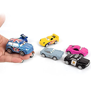 ERANCE 8 Pcs Mini Pull Back Racers Cars, Miniature Car Figurine Toys, Cake Toppers, Cupcake Decorations