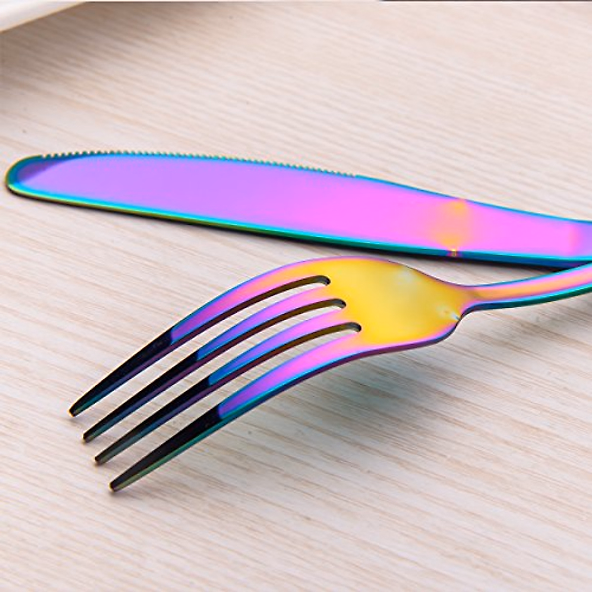 Berglander Flatware Set 20 Piece, Stainless Steel With Titanium Colorful Plated, Multicolor Flatware Set, Silverware, Rainbow Color Cutlery Set Service For 4