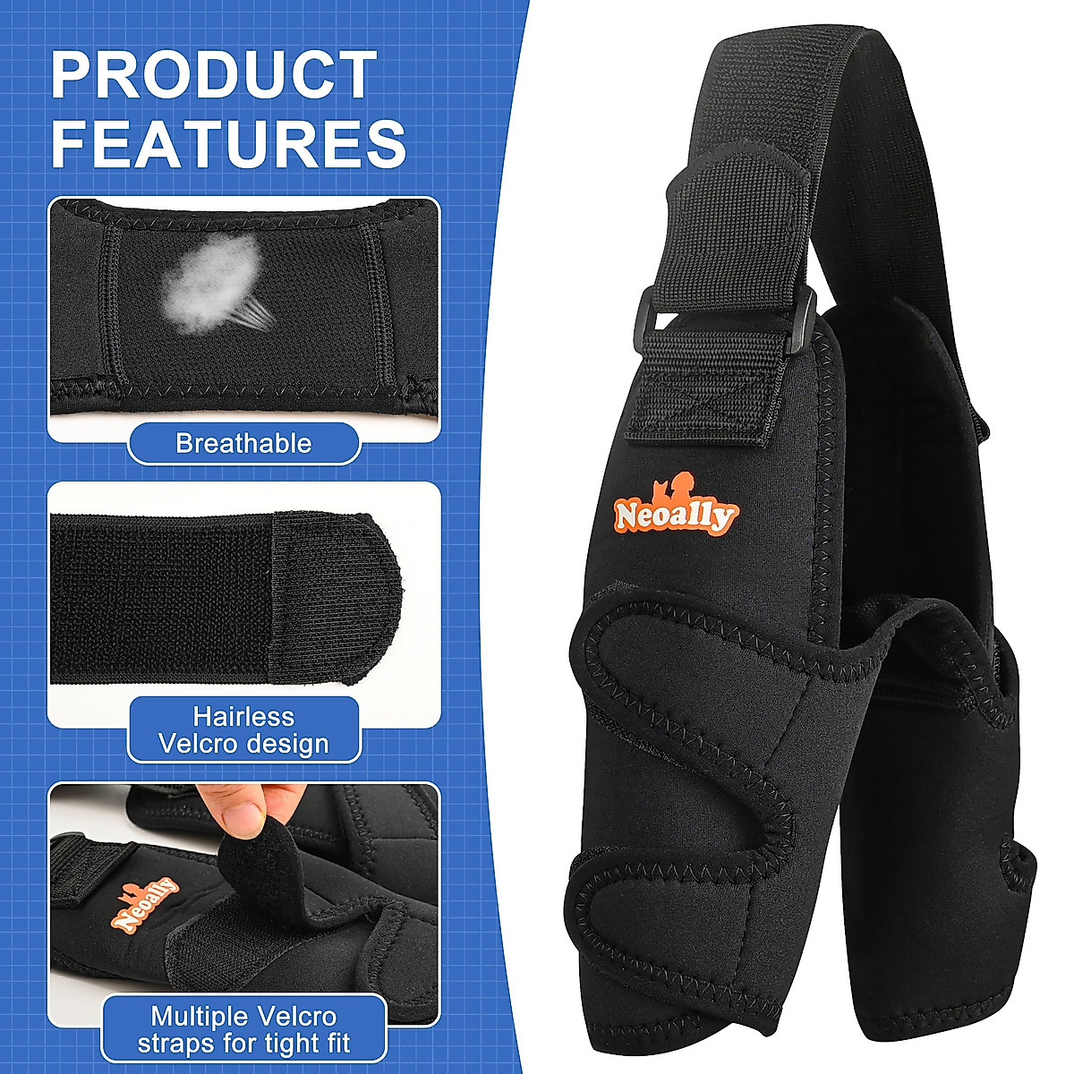 NeoAlly Breathable Dog Elbow Brace Protector Pads for Canine Elbow and Shoulder Support Elbow Hygroma, Dysplasia, Osteoarthritis, Elbow Calluses, Pressure Sores and Shoulder Dislocation (Right Large)