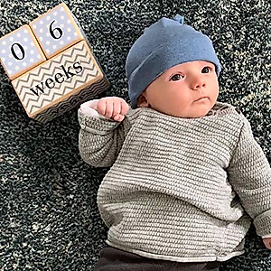 Solid Wood Milestone Age Blocks in Blue. Baby Age Photo Blocks and Photo Props…