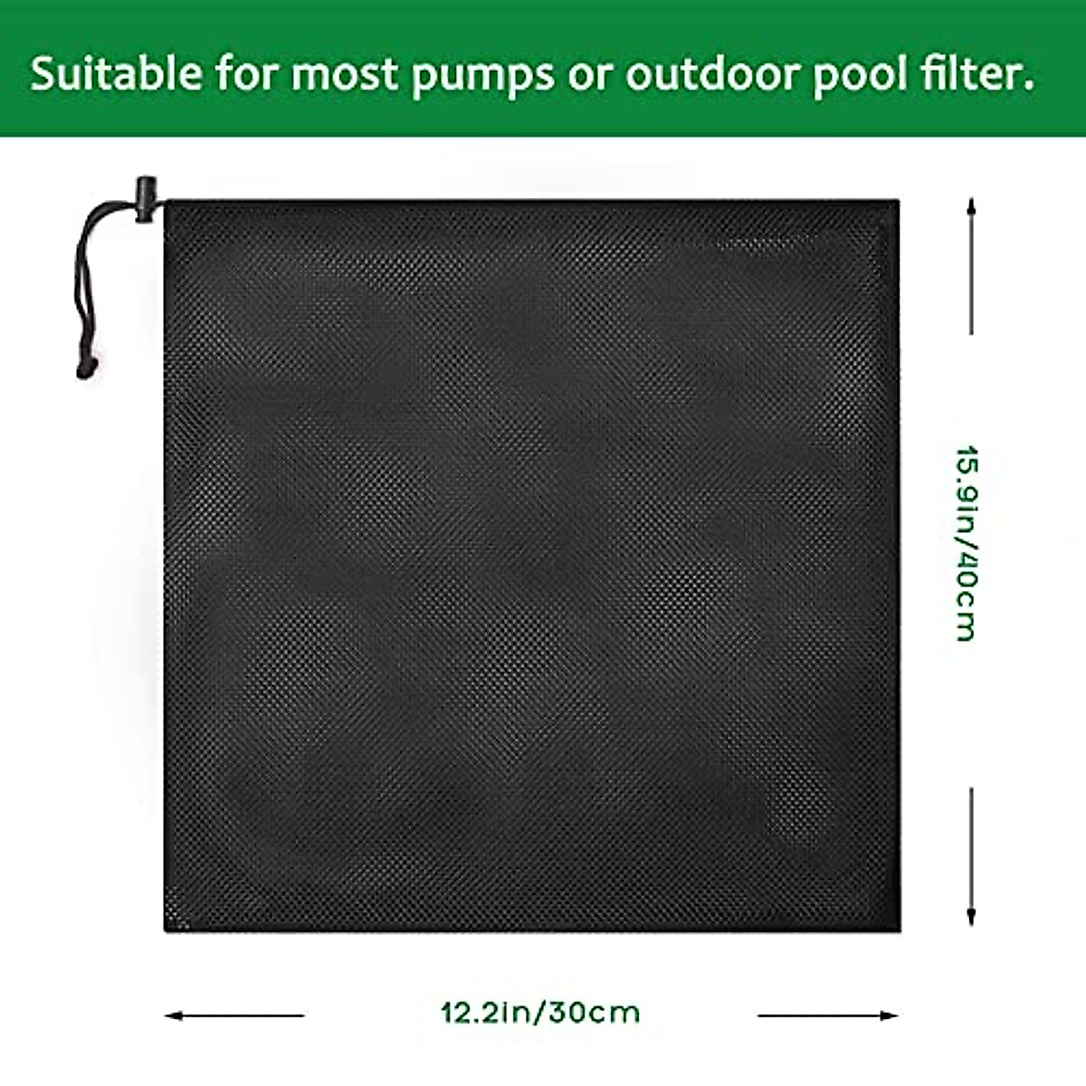 Hecaty 2 Pcs 12.2"x 15.9" Pump Barrier Bag, Pond Pump Filter Bag, Black Media Bag Large Pump Mesh Bag for Outdoor Water Ponds Filters (2Pcs-12.2"x 15.9")