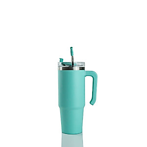 Hogg 30oz Grippy Tumbler with Removable Handle, Lid, and Stainless Steel Straw, DIY, Customizable, Double Wall Insulated Tumblers (Mint)