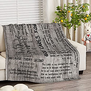 WISH TREE Christian Gifts for Men Scripture Throw Blanket Religious Spiritual Gifts with Bible Verse, Inspirational Thoughts and Healing Prayers Gift for Women Men 50"x60" (Holy Bible)