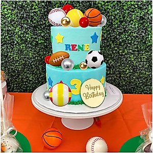 22 PCS Sports Cake Toppers Sports Cake Decoration Birthday Party Decor Football Baseball Basketball Rugby Tennis Volleyball for Boys Men Birthday Favors Sports Theme Party Decorations Supplies