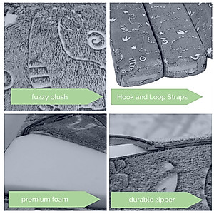 MeMoreCool Kids Floor Mattress Glow in Dark, Child Fold Up Sofa Couch Convertible Futon Folding Chair Bed Sleeper for Baby Playroom(Glowing Dinosaur)