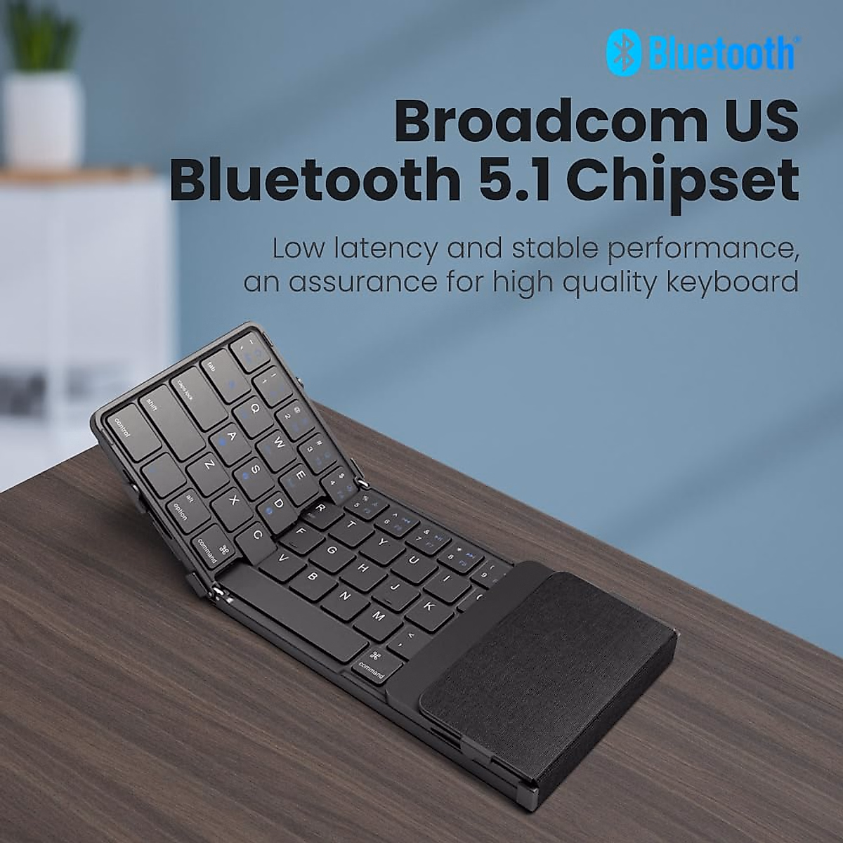 Blesid Foldable Bluetooth Keyboard with Number pad, Seamless, Ultra Light(8.3oz) Full Size Folding Wireless Keyboard with Numeric keypad, Windows, Mac OS, iOS, Android, Tablets, Laptops, PC