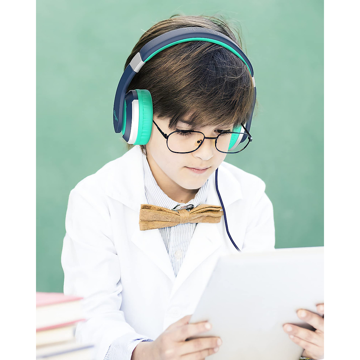 ELECDER Kids Headphones i41 Headphones for Kids Children Girls Boys Teens Foldable Adjustable On Ear Headphones with 3.5mm Jack for Cellphones Computer Kindle School Blue&Teal