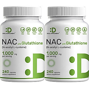 2 Pack NAC Supplement (N-Acetyl Cysteine) 1,000mg Serving with Reduced Glutathione, 480 Capsules