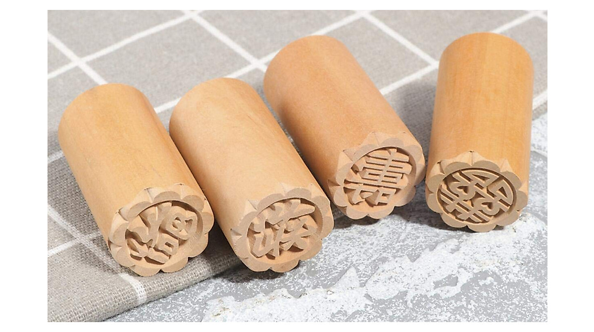 Fu Lu Shou Xi Wooden Cookie Press - 4 Pcs Set