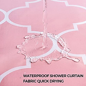 HBlife 4PCS Moroccan Style Bathroom Sets with Shower Curtain and Rugs, 72"x72" Boho Shower Curtains with 3 PCS Bathroom Mats Sets, Shower Curtain Sets with Non-Slip Rug and 12 Shower Curtain Hooks