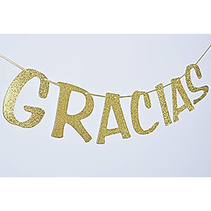 Gracias Banner Gold Glitter Sign Garland for Spanish Thank You Wedding Decorations Engagement Supplies Bridal Shower Party Decor Photo Booth Props