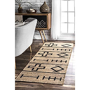nuLOOM Hand Loomed Natural Fiber Barry Runner Rug, 2' 6" x 6', Natural