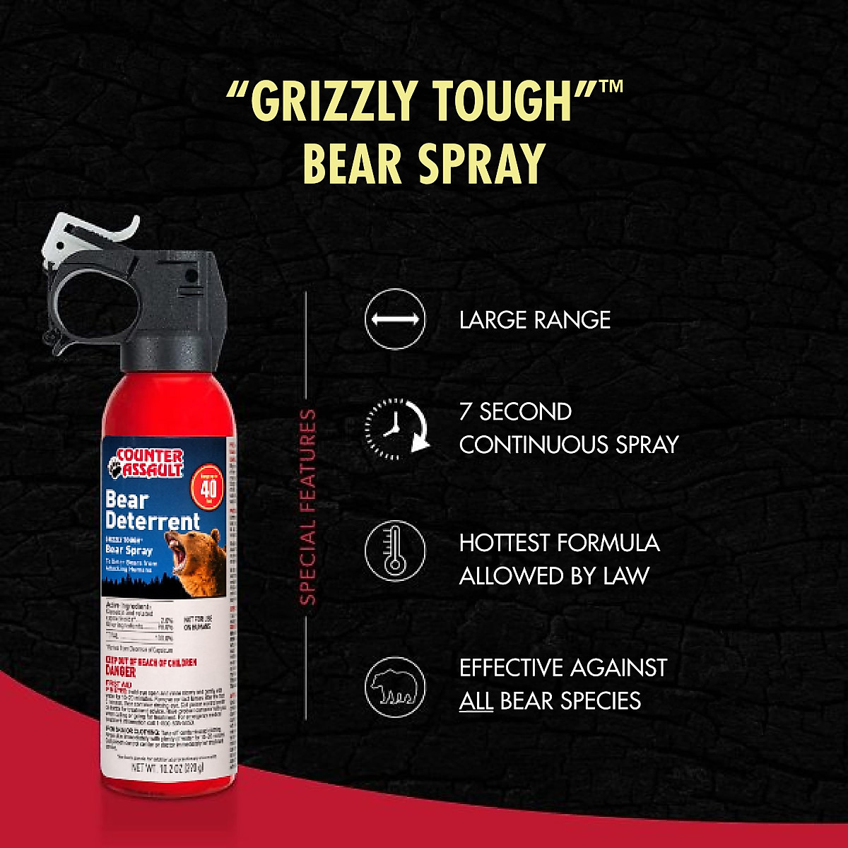 Counter Assault Bear Spray Combo - 2% Capsaicin Bear Deterrent with 2 Holsters - Pepper Spray for Hiking, Camping, Hunting & More - 8.1 oz & 10.2 oz