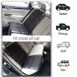 Tnarru Car Seat Protector Black Mayhour 2 Packs Waterproof Dust Resistant Child Baby Pet Leather Seats Cover with Thickest Padding and Non-Slip Backing Mesh Storage Pockets for SUV Sedan Truck (2pcs)