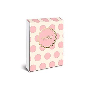 Graphique Classic Charm Pocket Notes – Pocket Notebook with Pink Polka Dot Design, "Notes" in Cursive and Matching Magnetic Case Clasp, 75 Full Color Pages, 3" x 4"