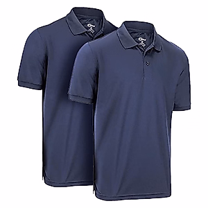 Premium Wear 2-Pack Men's Navy Polo T-Shirts Quick-Dry Moisture Wicking - Breathable, Lightweight, and Durable - Perfect for Sports, Gym, and Outdoor Activities - Machine Washable 2X-Large