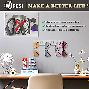 WPESI Wall Glasses Holder 2 pack,Sunglass Organizer,Acrylic Sunglasses Display,Sunglasses Rack for Hanging Your Multiple Eyeglasses, Sunglasses Holder Eyeglass Holder Stand (Clear, 6 Slots)