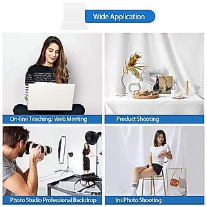 White Photography Backdrops for Photoshoot, HEMMOTOP 10x8 ft White Photo Backdrop Background Curtain, for Video Recording, Photographic Studio, Picture, Party, Photos, Product (Backdrop only)