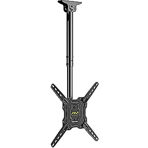 AM alphamount Ceiling TV Mount for 13-55 Inch LCD LED OLED 4K TVs/Monitors, Hanging TV Mount Bracket Swivels Tilts Rotates fits Flat/Sloped Roof, Max VESA 400x400mm, Holds up to 77lbs