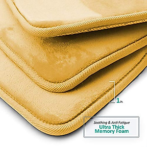 Clara Clark Bath Mat – Memory Foam Bath Mat - Soft Bathroom Rug - Non Slip and Super Absorbent - Fast Drying Machine Washable Bath Mat - Gold - Large Size 20” x 32”