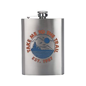 TUGG Ozark Trail 7.5oz Stainless Steel Flask with Attached Cap and Easy-pour Funnel (Take Me to the Trail)