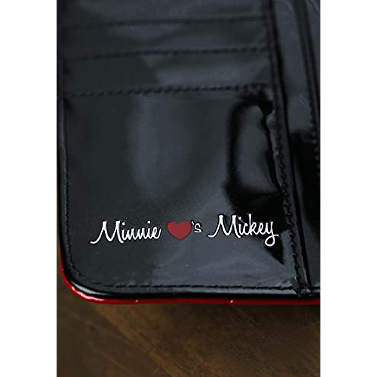 Disney Mickey and Minnie Embossed Wallet,Red and Black patent,One Size