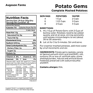 Augason Farms Potato Gems Complete Mashed Potatoes 3 lbs No. 10 Can