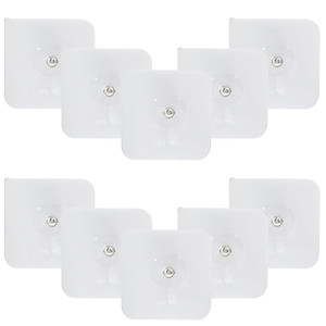 Coufce 10 pcs Adhesive Wall Screws Wall Poster Non-Trace Stick Wall Hook Transparent Nail-Free Wall Sticker Heavy Duty, Waterproof, Rustproof, Oilproof