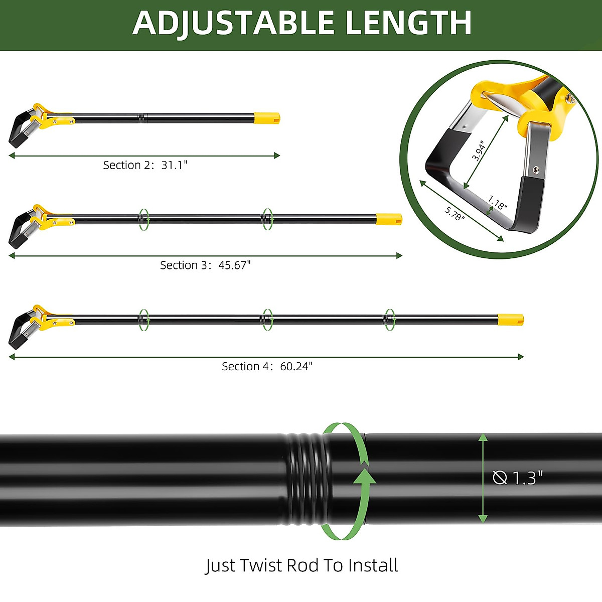 YUCEEN Hoe Garden Tool,Scuffle Garden Hoe for Weeding 30-60 Inch,Long Handle Heavy Duty Adjustable Hula Hoe,Gardening Stainless Steel Loop Stirrup Action Hoe