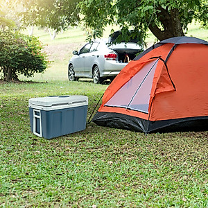 Ivation Electric Cooler & Warmer with Wheels & Handle |48 Quart (45 L) Portable Thermoelectric Fridge For vehicles & Trucks| 110V AC Home Power Cord & 12V Car Adapter for Camping, Travel & Picnics