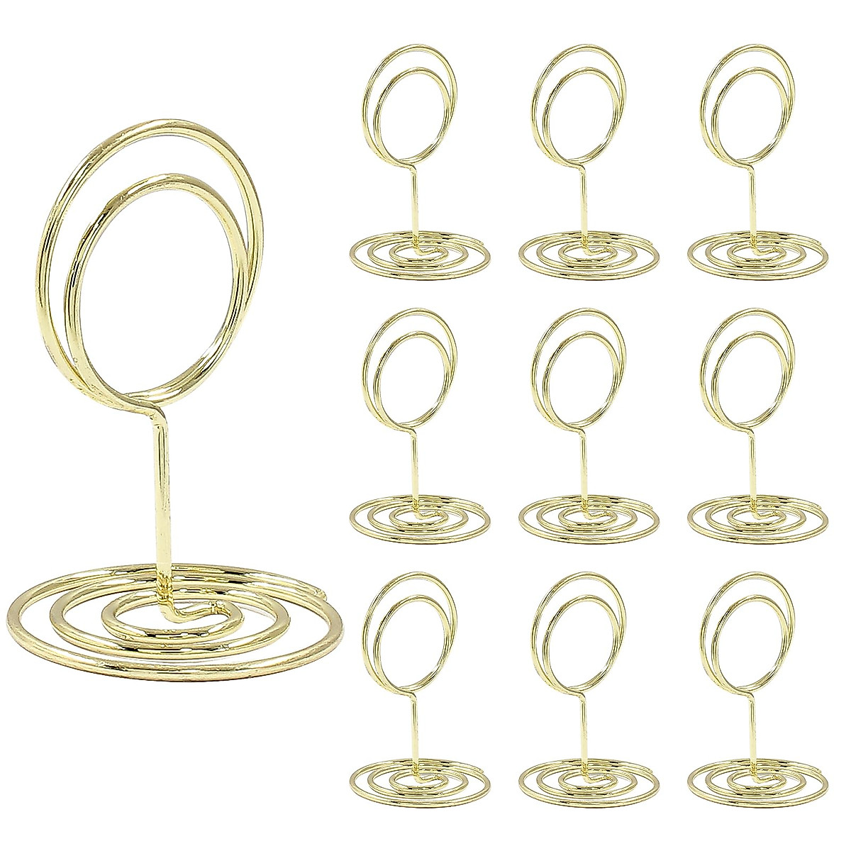 Waziaqoc 10Pcs Table Number Holders, Mini Round Place Card Holder, 2 Inch Short Table Number Stands for Wedding Party Graduation (Gold)