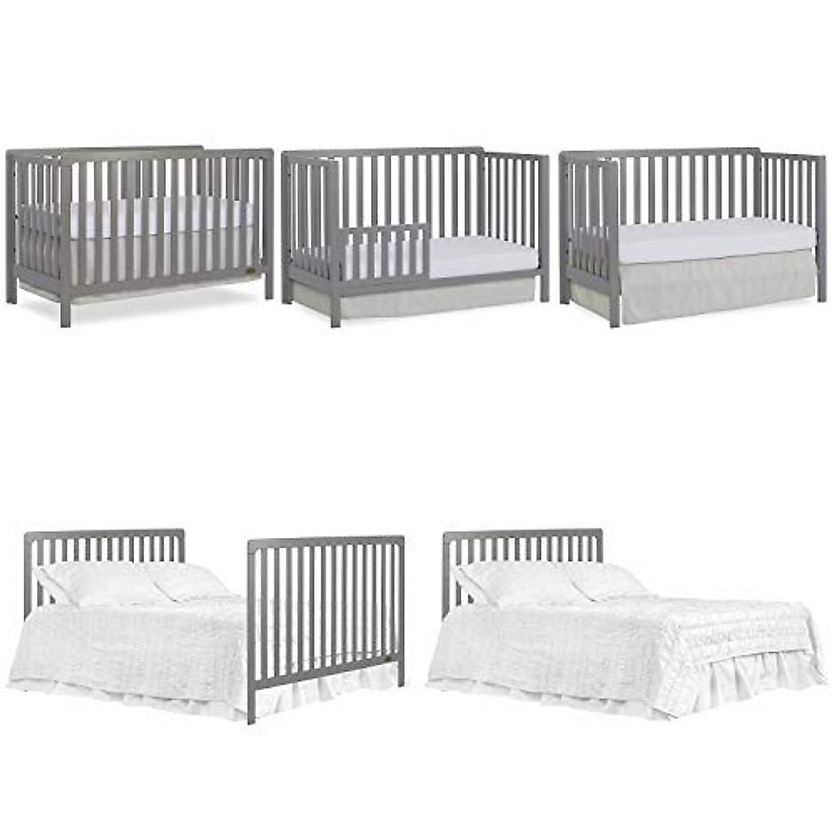 Dream On Me Ridgefield 5-in-1 Convertible Crib in Storm Grey, Greenguard Gold Certified