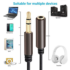Pasow Headphone Extension Cable 3.5mm Male to Female Stereo Audio Extension Adapter Cable (6FT, Coffee)