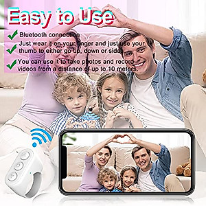 Upgrade TIK Tok Bluetooth Remote Control Page Turner, TUZTUALA 3 in 1 Function Video Scrolling Ring and Camera Shutter Remote and Phone Holder, Compatible with iPhone iPad Android Cell Phone-White