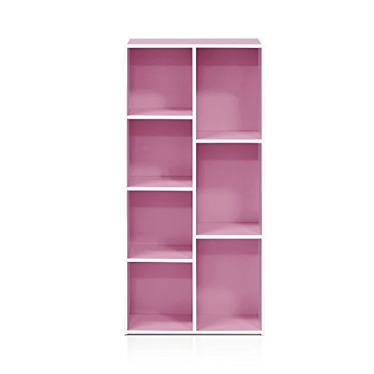 Furinno 7-Cube Reversible Open Shelf, White/Pink 11048WH/PI