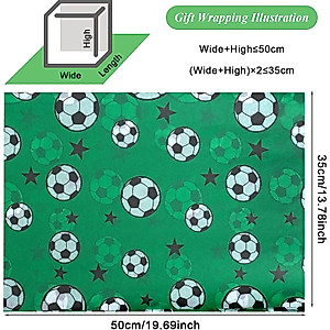 Kavoc 100 Sheets 20 x 14 Inch Soccer Tissue Paper Football Tissue wrapping paper sheets bulk for Gift Wrapping Green Football Field Tissue Paper for Birthdays Party Gift Bag DIY Pompom Confetti Crafts