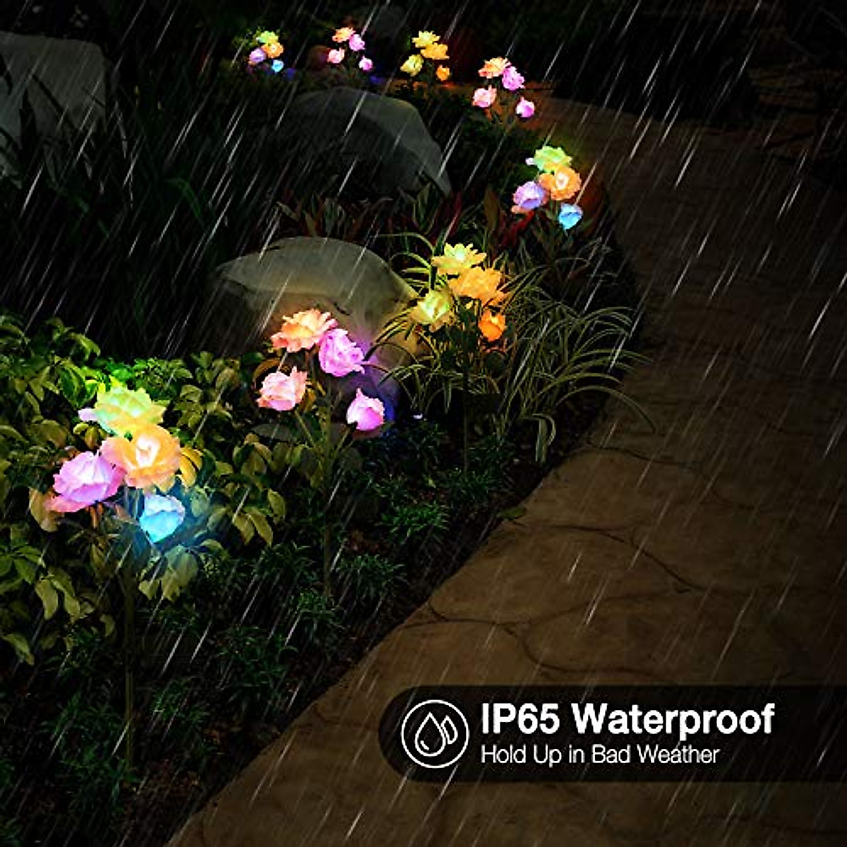 Solar Rose Garden Lights: 7-Color Changing Outdoor Decor