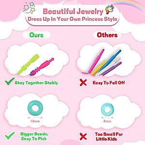 FLYINGSEEDS Unicorn Jewelry Making Kit, 5 Rubber Necklaces and Charms with 100 Big Holes Beads Toy Set, Beading Arts and Crafts, Ideal Gifts for Girls Preschoolers Toddlers Kids Age 3 4 5 6 7 8 9 10