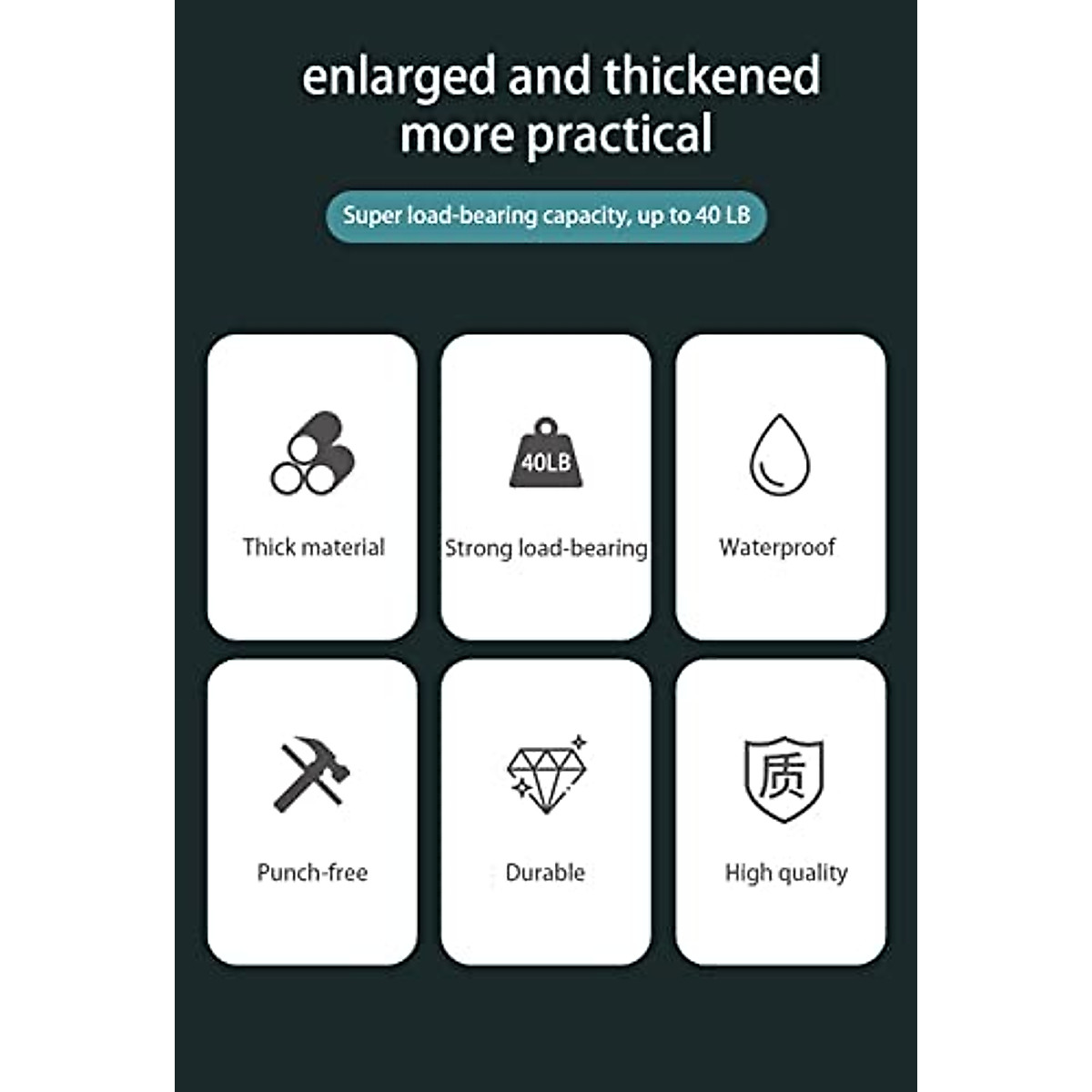 hmooc Wall Hooks Heavy Duty 40lb(Max), Stainless Steel Large Adhesive Hooks for Hanging, Waterproof and Super Sticky to Increase Practicality(16 Pack)