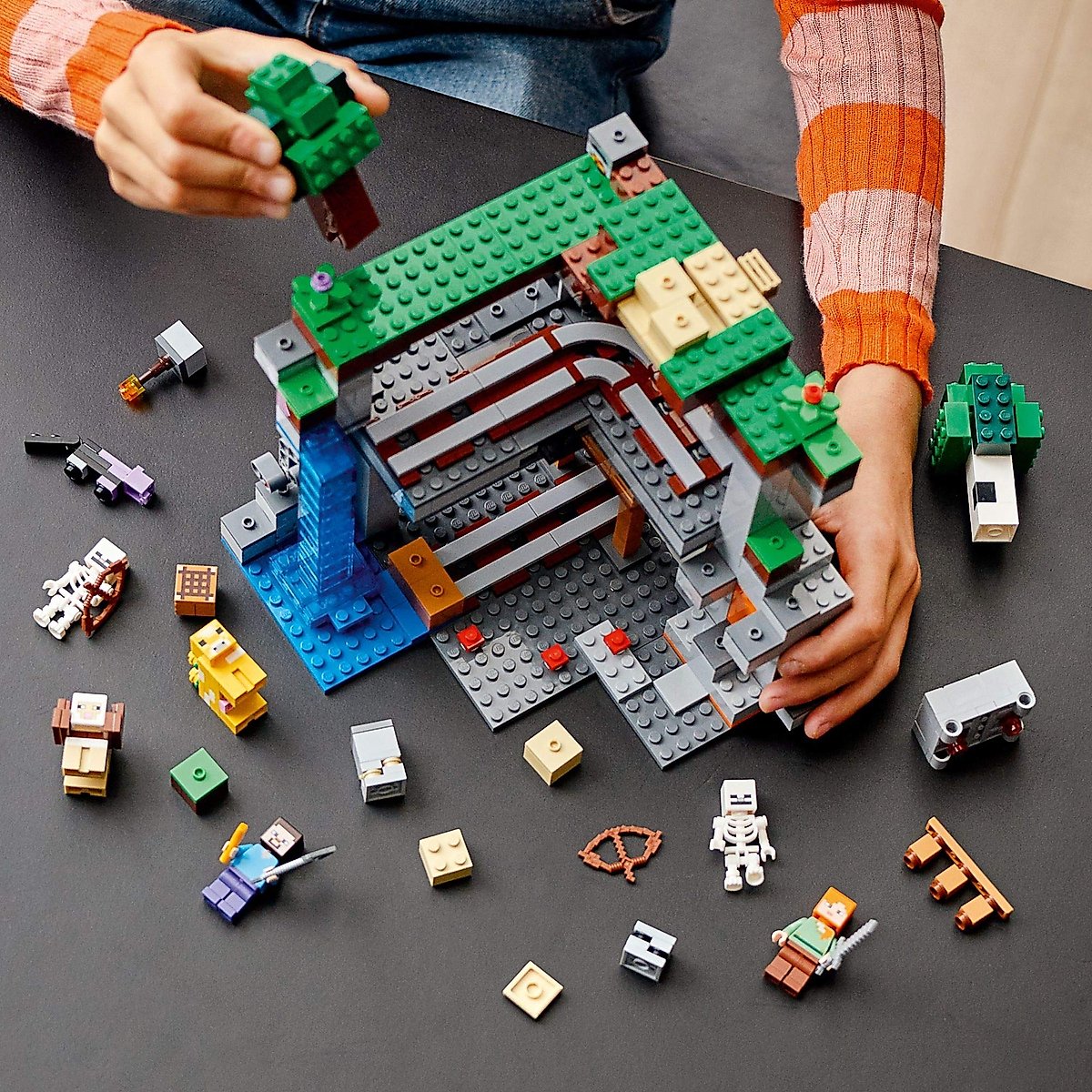 LEGO Minecraft The First Adventure 21169 Hands-On Minecraft Playset; Fun Toy Featuring Steve, Alex, a Skeleton, Dyed Cat, Moobloom and Horned Sheep, New 2021 (542 Pieces)