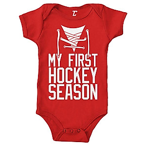 My First Hockey Season - Sports Fan Bodysuit (Red, 6 Months)