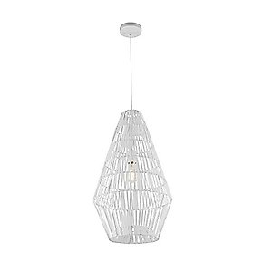 Globe Electric Novogratz x Globe Penelope 1 Pendant Light, White Spun Rope Shade, Cloth Cord 60751