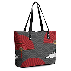 Womens Handbag Fans And Clouds Leather Tote Bag Top Handle Satchel Bags For Lady