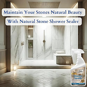 Natural Stone and Grout Penetrating Shower Sealer. Marble, Granite Travertine, Limestone. Protects Making Them Easy to Clean. Works Also on Grout in Tile, Ceramic, and Porcelain. 32oz.