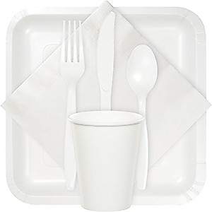 Creative Converting Plastic Tablecover, 54" x 102", White