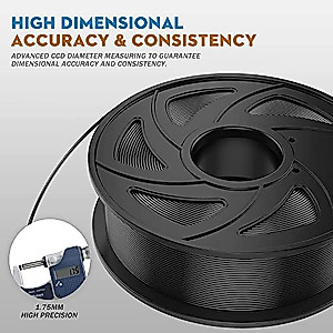 Ikaufen PLA Filament 1.75mm 3D Printer Filament PLA 3D Printing Materials 1Kg Dimensional Accuracy +/- 0.05mm Black