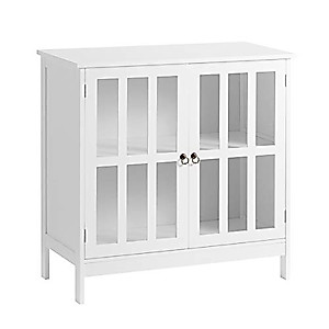 KVK Wooden Storage Cabinet,Sideboard Console,Buffet Cabinet for Doors Entryway Kitchen Dining Console Living Room, White