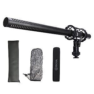 BOYA External Shotgun Microphone for Camera DSLR with Shockmount Windscreen Mic for Canon Nikon Sony Vlogging Professional Condenser Microphones for Video Recording Voice Interview YouTube BY-BM6060L