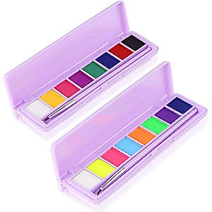 Go Ho 16 Colors Water Activated Eyeliner Palette,Highly Pigmented Bright Vibrant Fluorescent Rainbow Colorful Face and Body Paint Makeup,Matte and UV Paint Graphic Eyeliner,With Eyeliner Brush